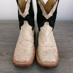 Ferrini | Shoes | Ferrini Leather Lace Sparkly Gold Black Overlay ...